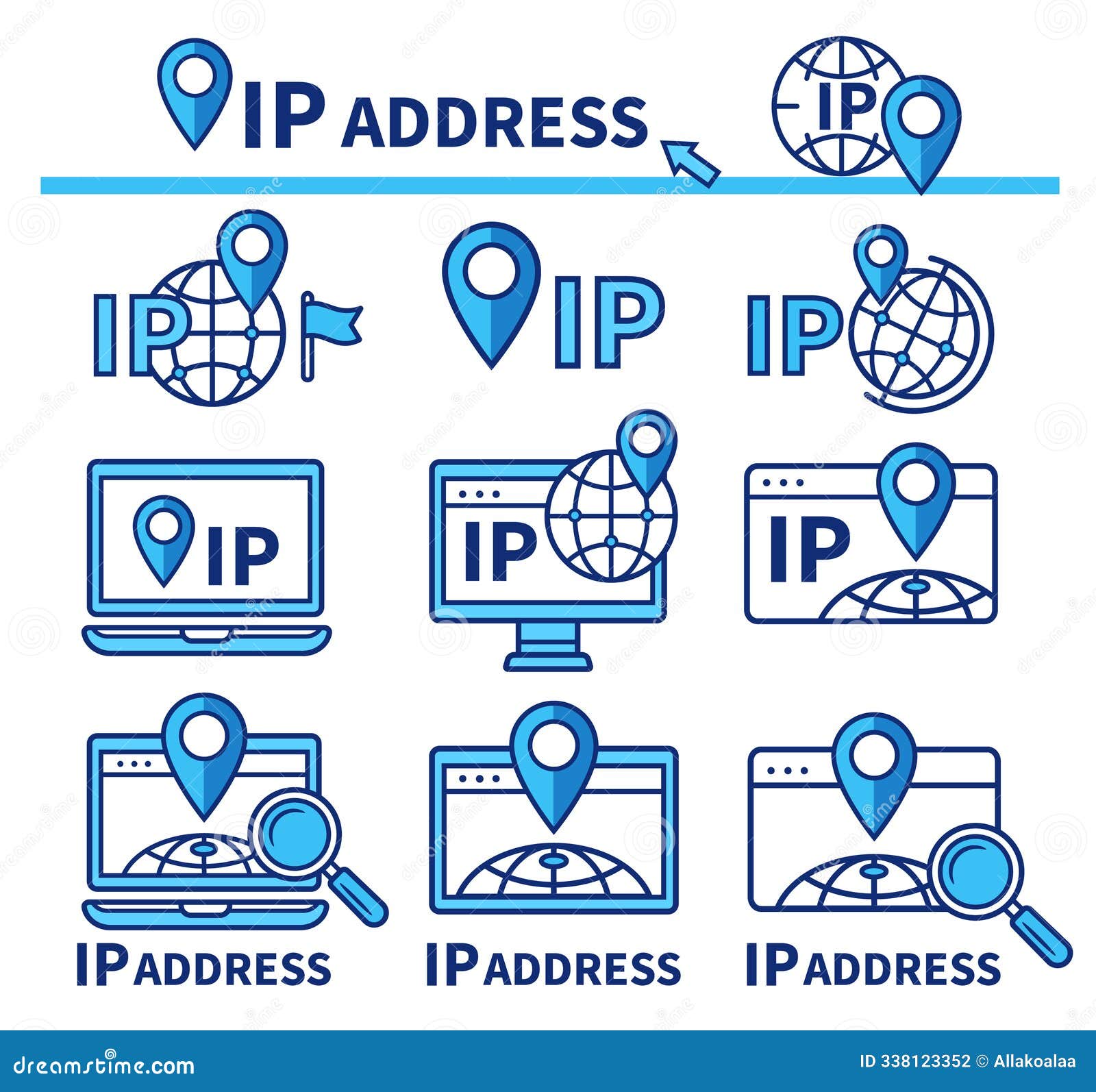 IP Address Internet Protocol Location Pointer Online Computer Network Geolocation. Digital ...