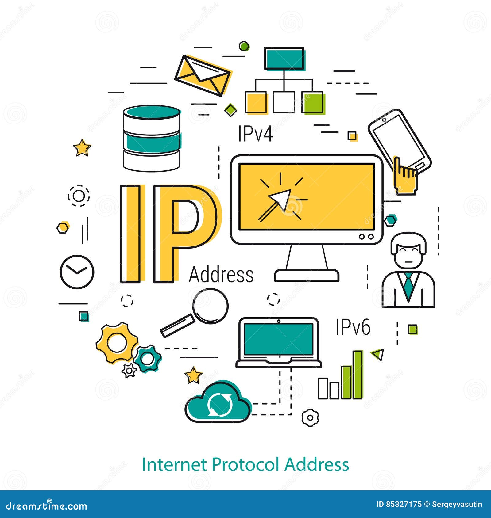 IP Address - Linha Conceito Ilustração Stock - Ilustração de tecnologia ...