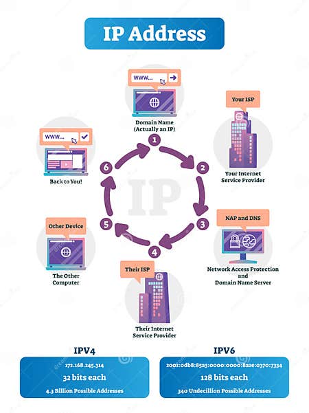 IP Address Vector Illustration. Labeled Internet Network Explanation ...