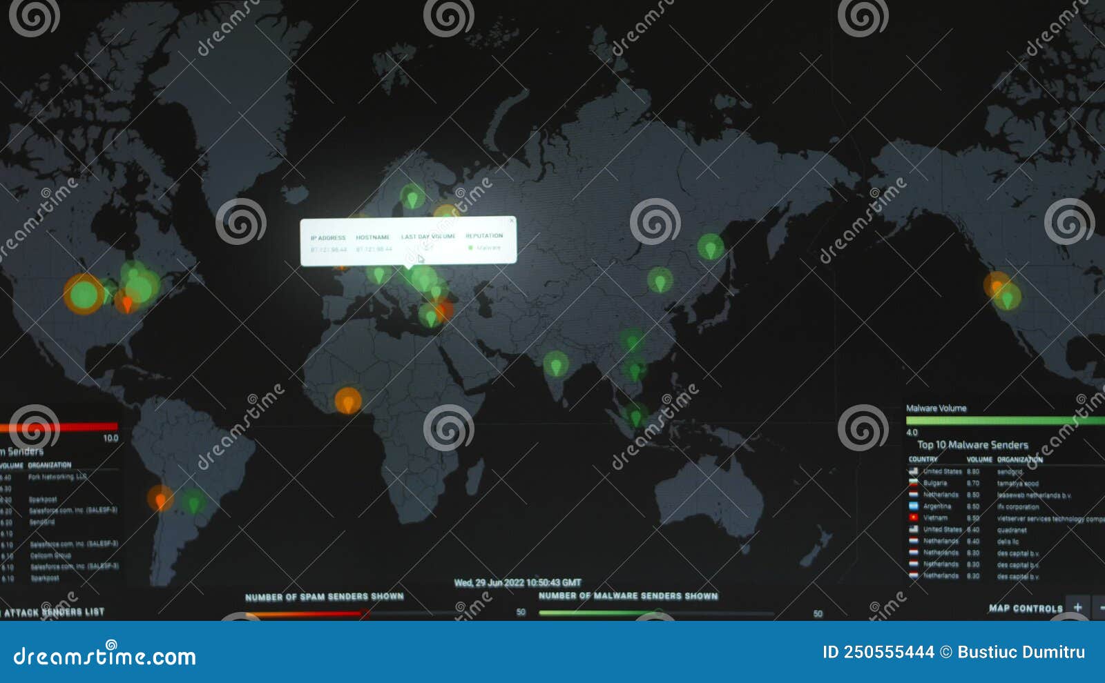 Ip Addresses in Different Regions on the Map. World Map with Different ...