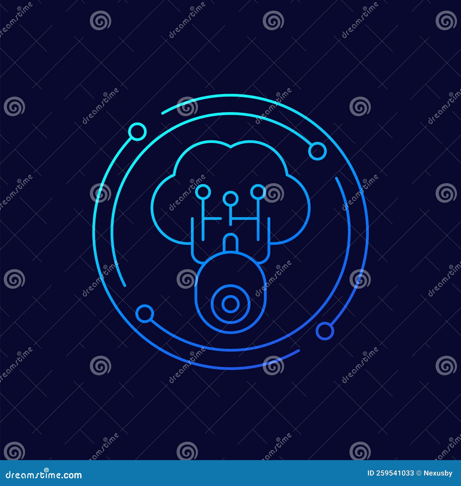 Ip Camera and a Cloud Icon, Linear Design Stock Vector - Illustration ...