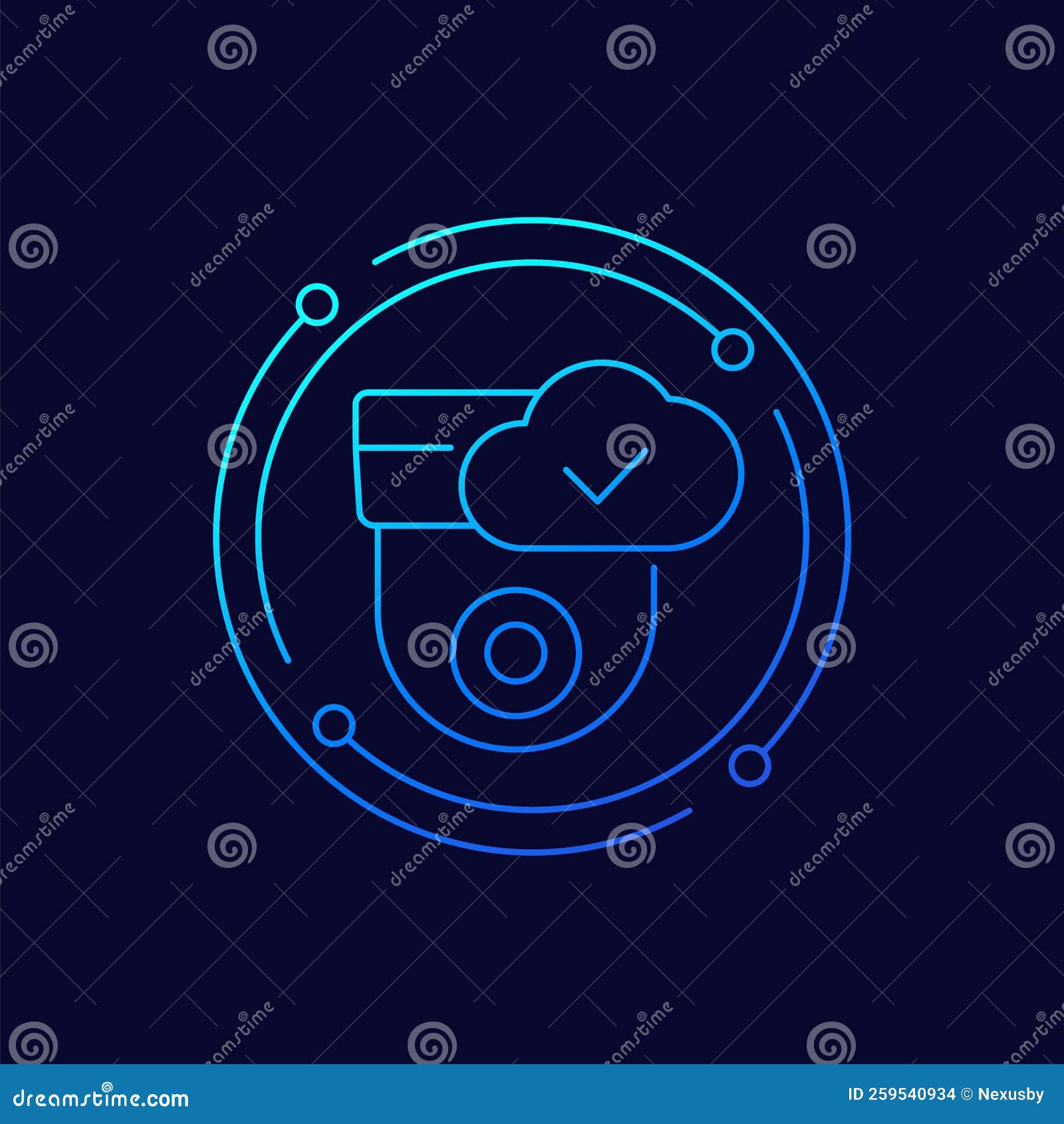 Ip Camera and a Cloud Line Icon, Vector Stock Vector - Illustration of ...