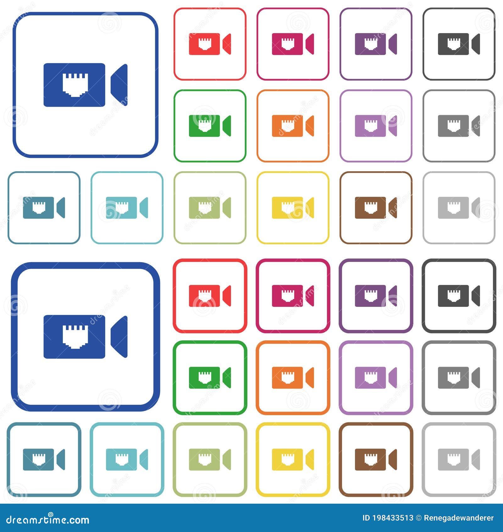 IP Camera Outlined Flat Color Icons Stock Vector - Illustration of ...