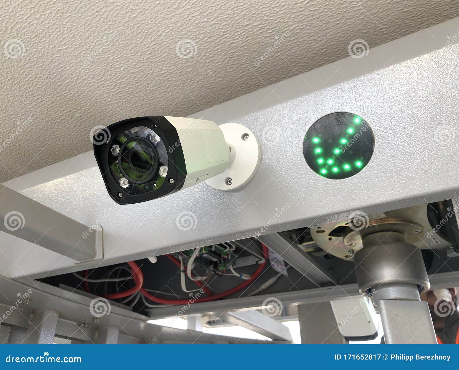 IP Camera and Green Arrow Indicator on Turnstile Stock Image - Image of ...
