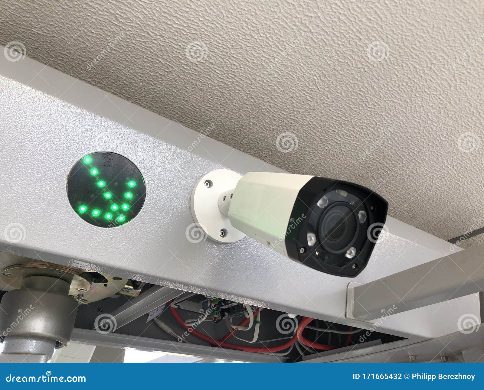 IP Camera and Green Arrow Indicator on Turnstile Stock Photo - Image of ...