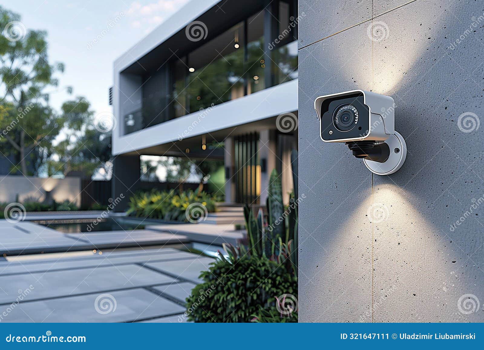 An IP Camera is Installed on the Wall of a Luxury House. the Concept of ...