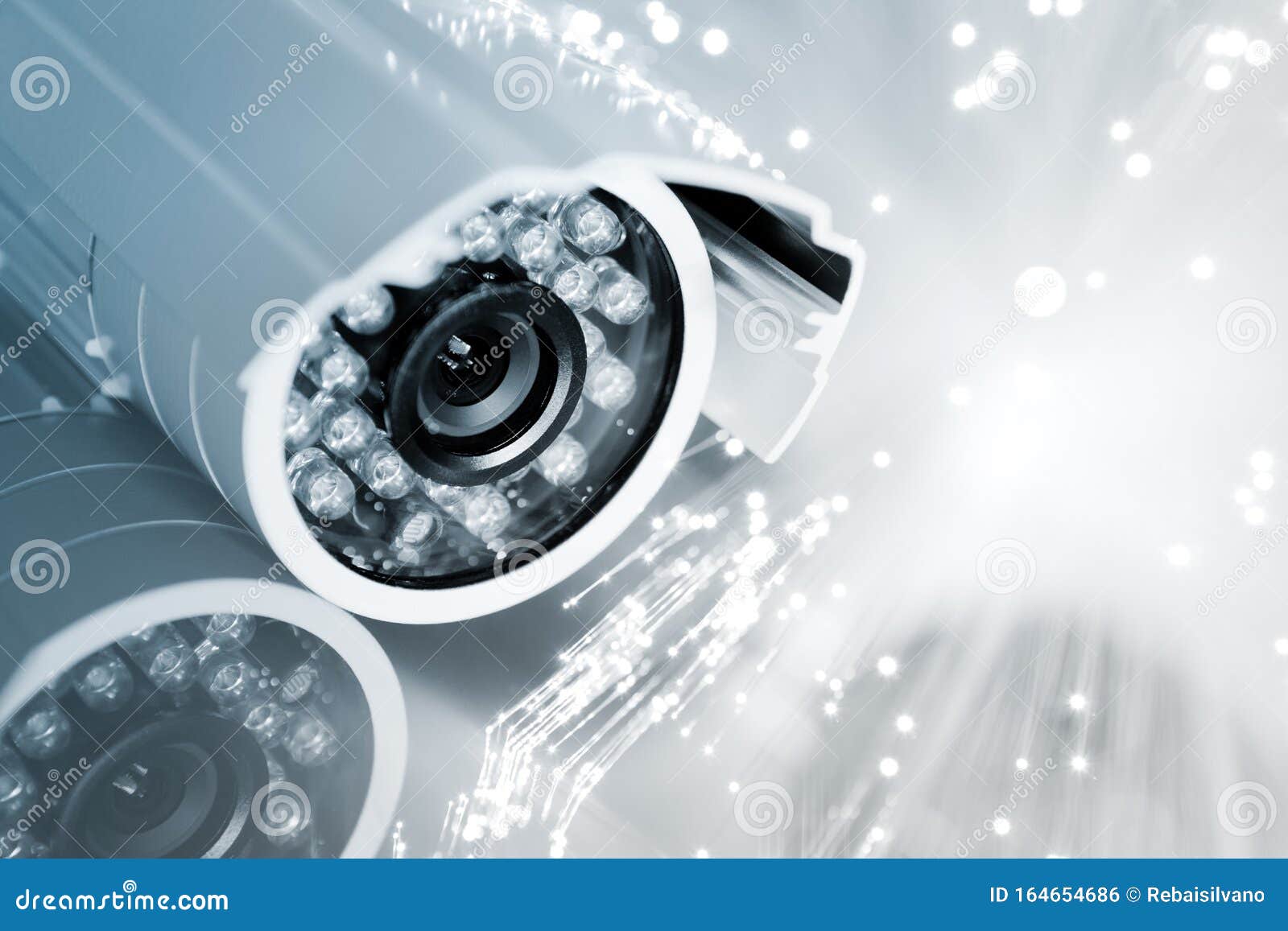 Ip Camera with Optic Fiber - Close Up Stock Photo - Image of security ...
