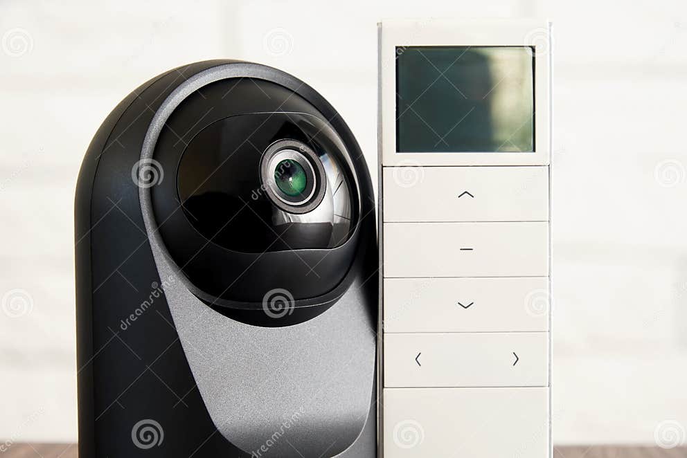 IP Camera, Wireless Remote Controller with Display and Access Buttons Stock Image - Image of ...