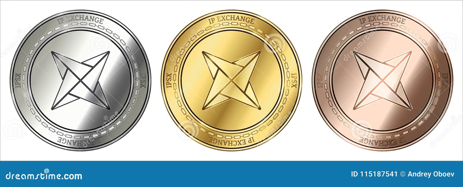 IP Exchange IPSX coin set. stock vector. Illustration of cryptography ...