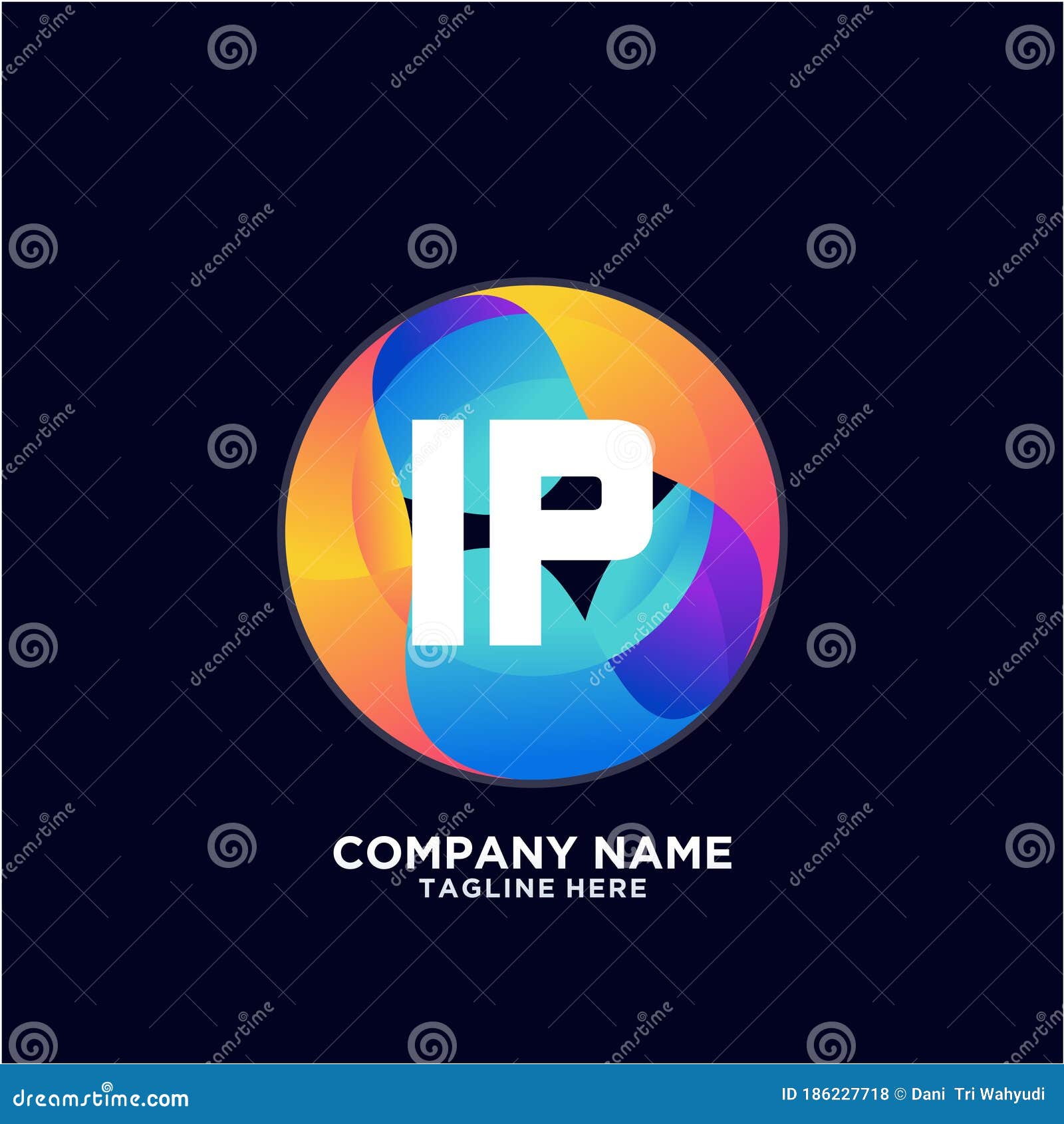 IP Initial Logo with Colorful Circle Template Vector Stock Vector ...