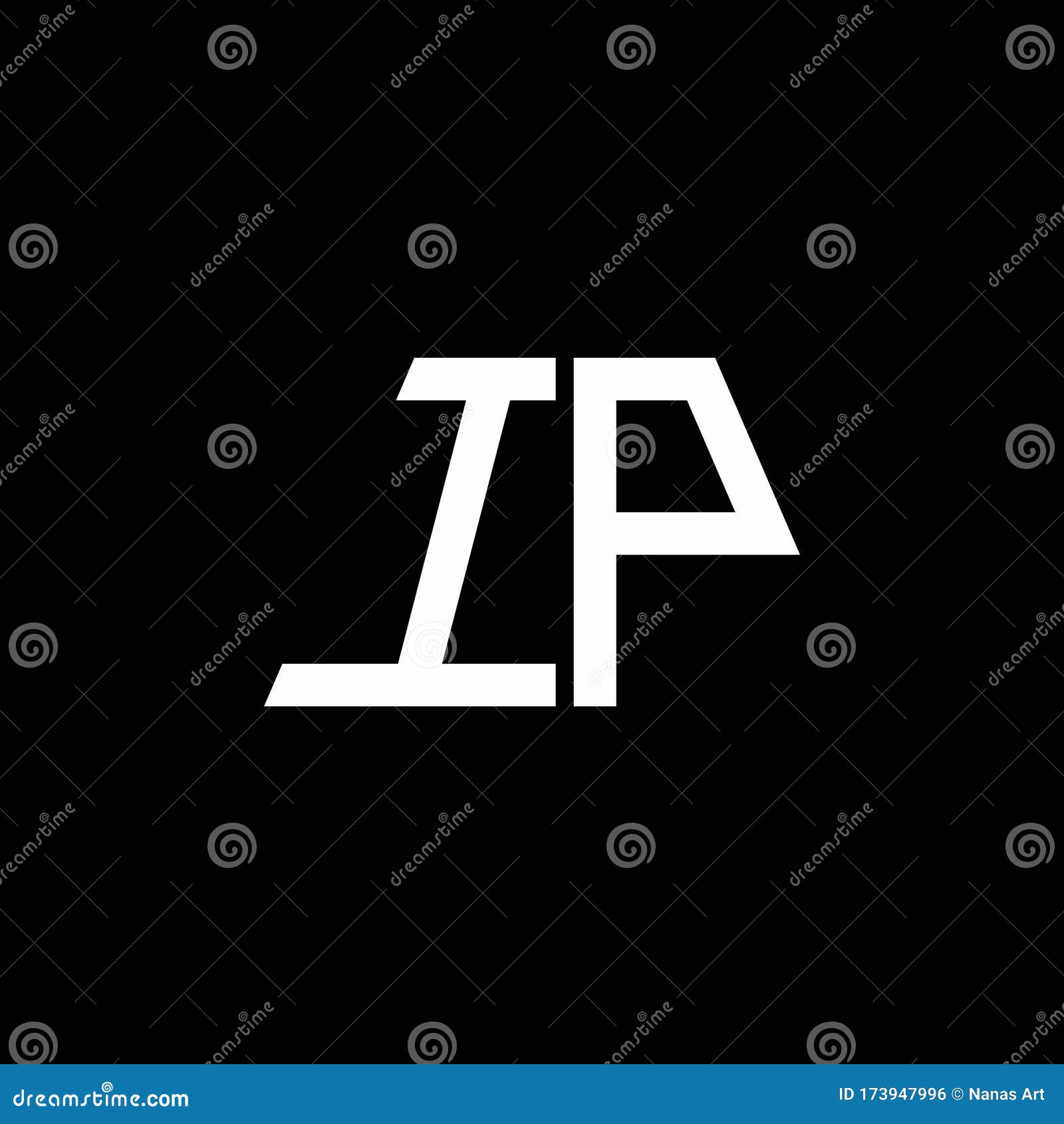 IP Logo Abstract Monogram Isolated on Black Background Stock Vector ...