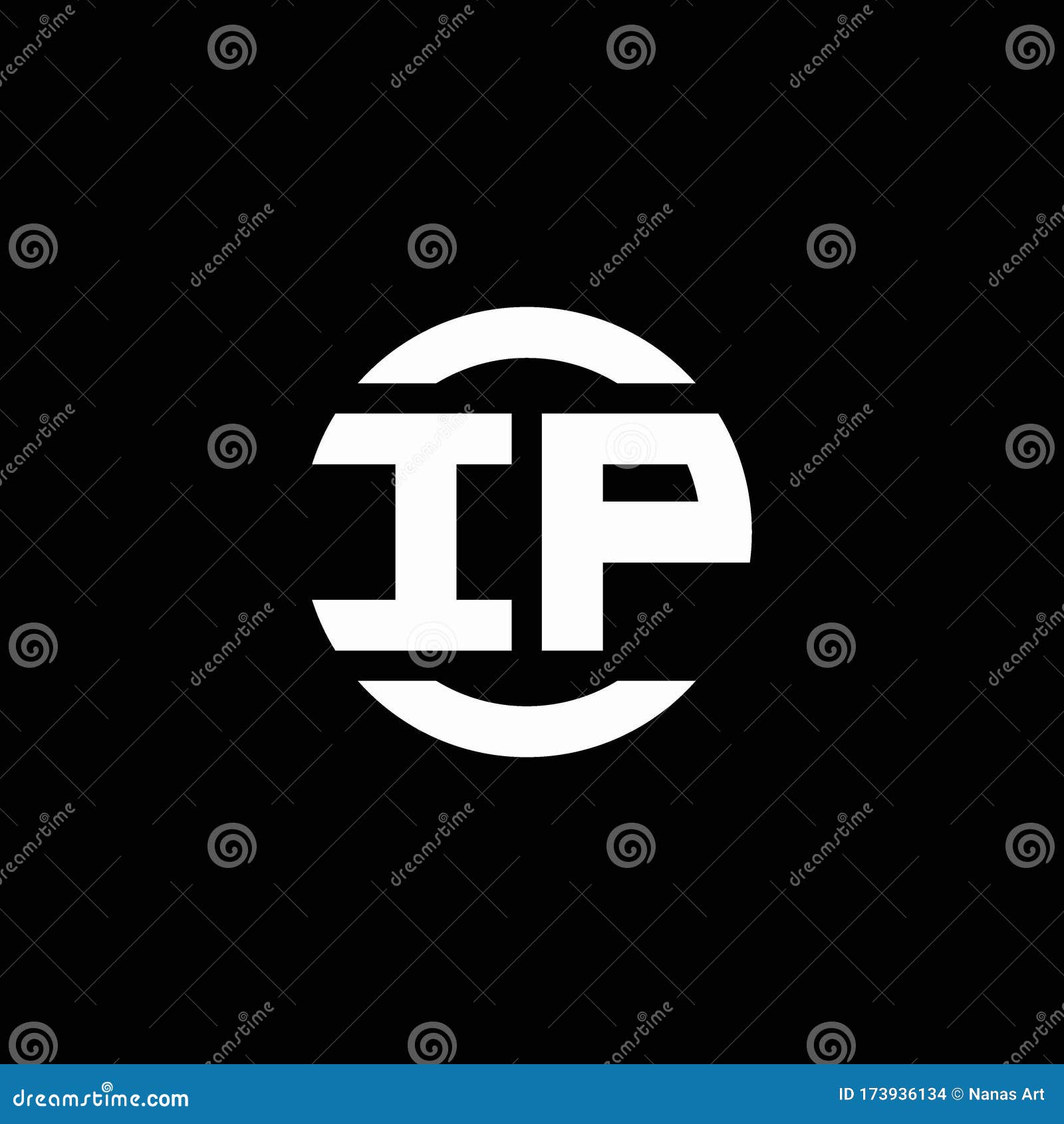 IP Logo Monogram Isolated on Circle Element Design Template Stock ...