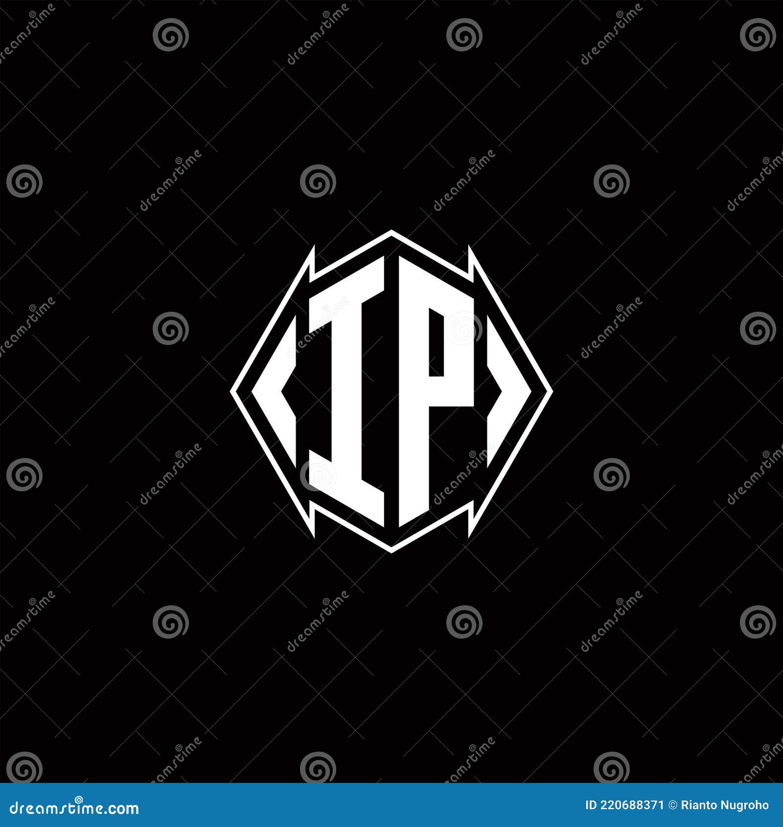IP Logo Monogram with Shield Shape Designs Template Stock Vector ...
