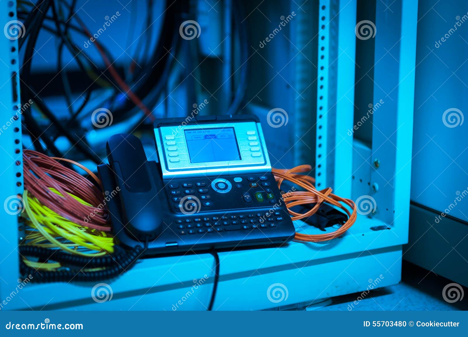 IP phone in network room stock photo. Image of display - 55703480