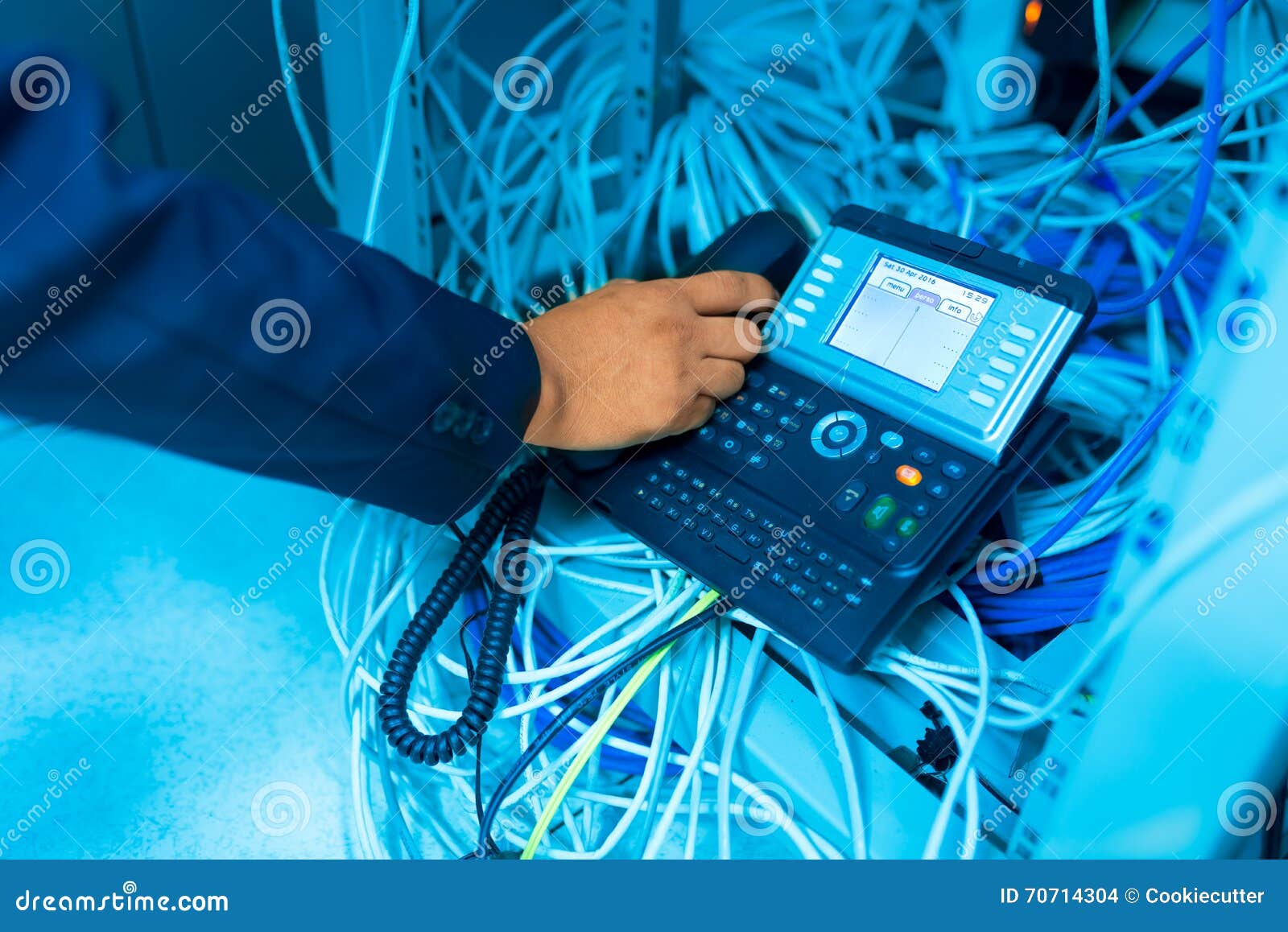 IP phone in network room stock photo. Image of keypad - 70714304