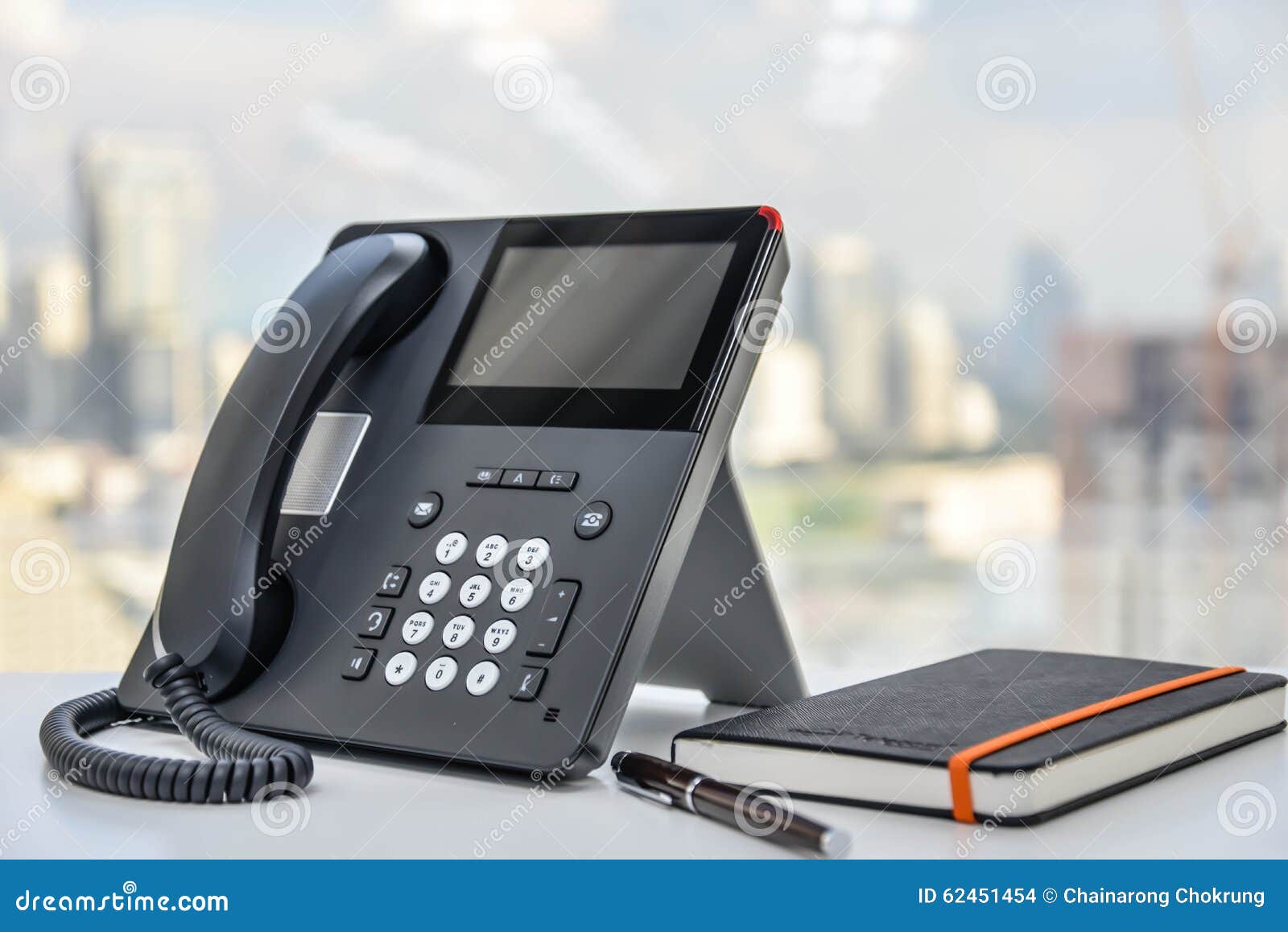 IP Phone and notebook stock photo. Image of landline - 62451454
