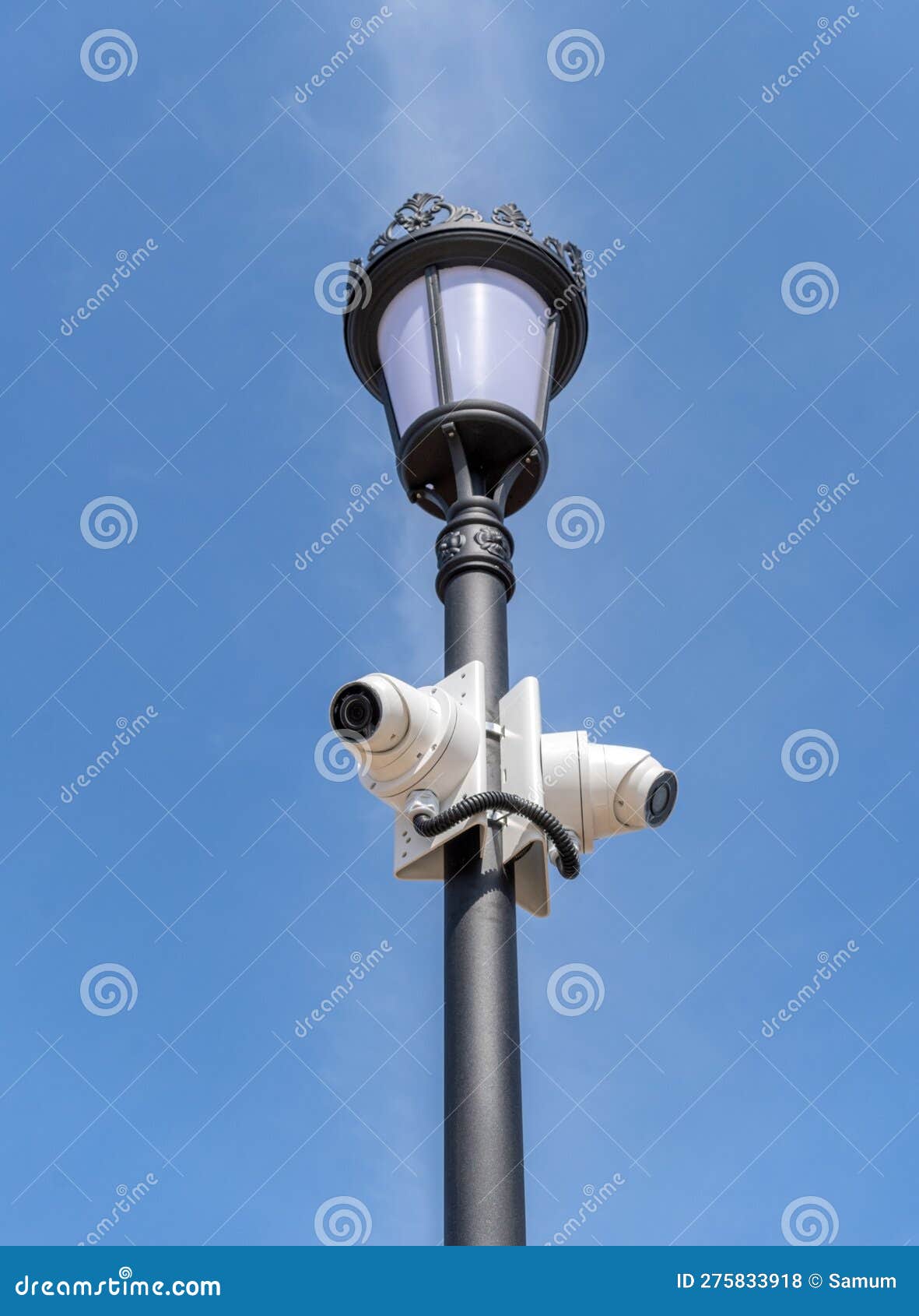 IP Security Camera and Led Street Lantern Stock Photo - Image of record ...