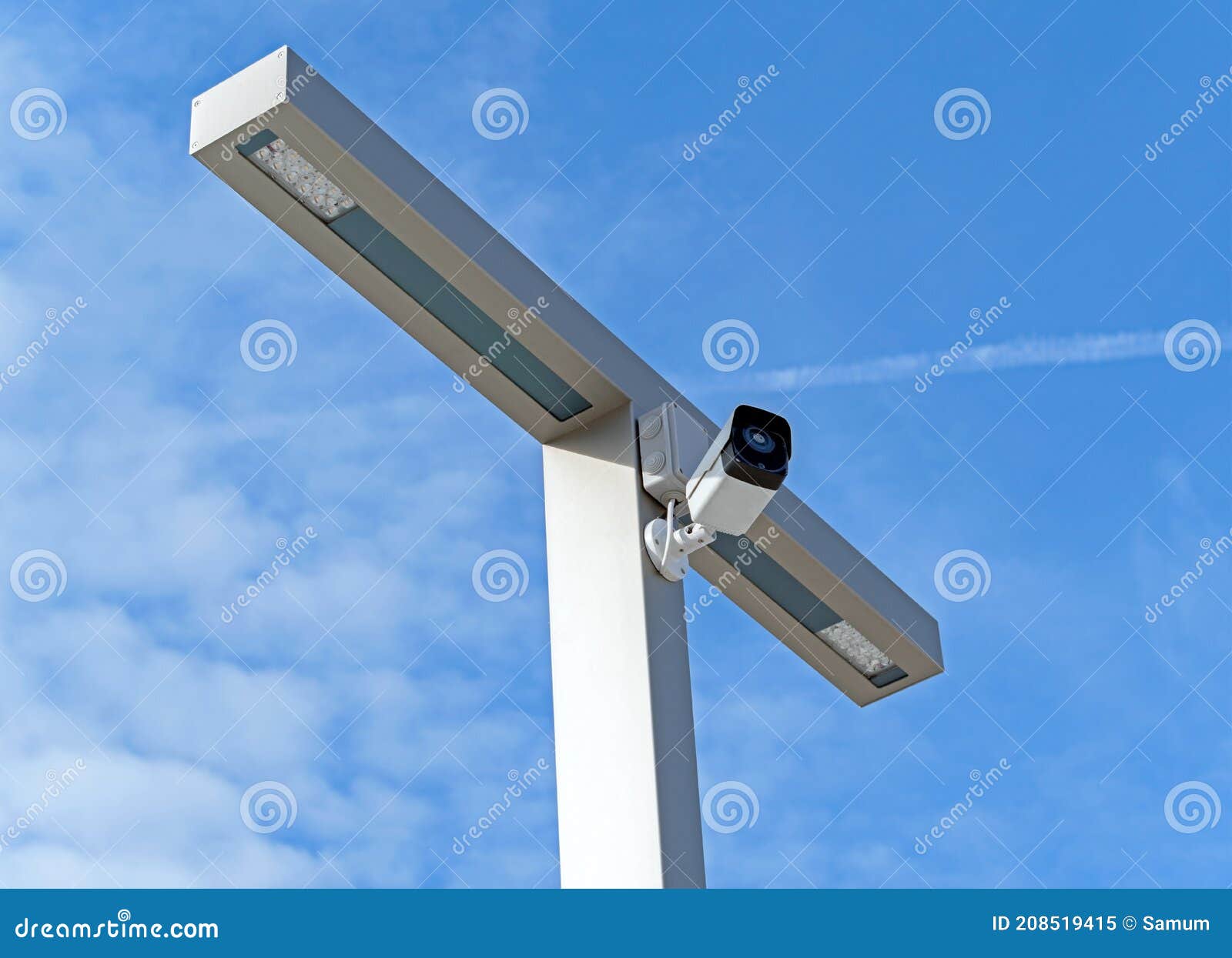 IP Security Camera and Led Street Lantern Stock Image - Image of ...