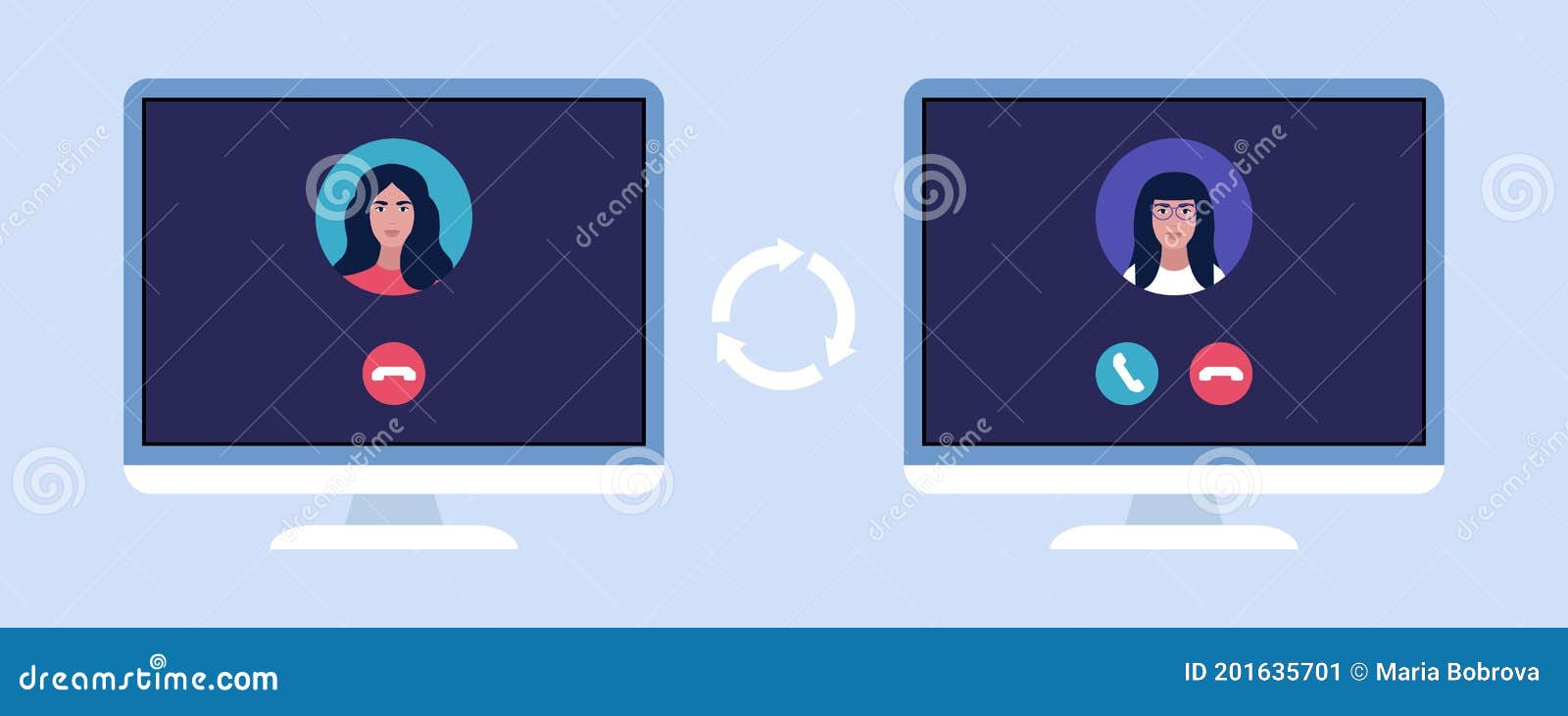 IP telephony stock vector. Illustration of friends, female - 201635701