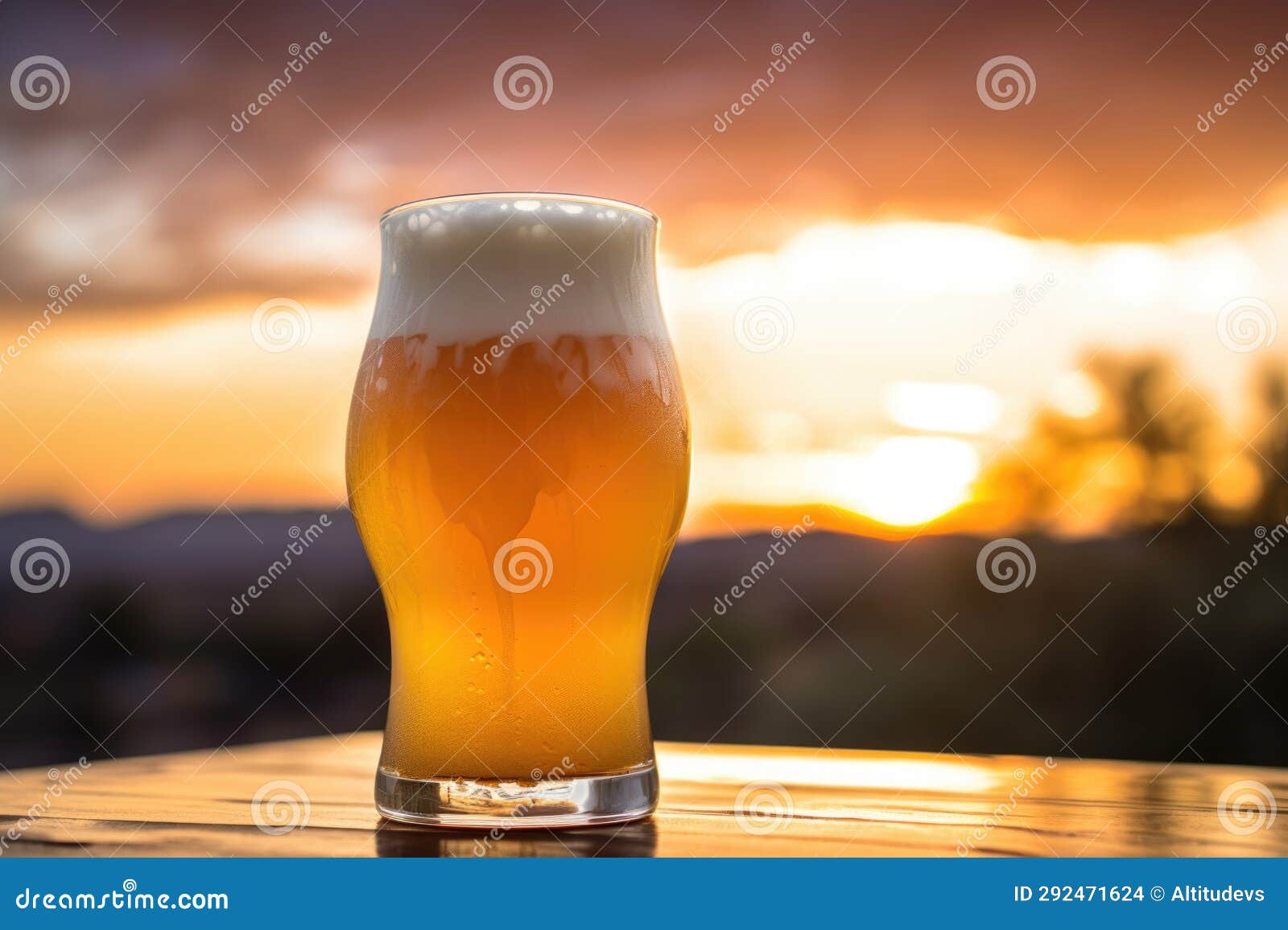 An Ipa Beer in a Glass Glistening in Sunset Stock Photo - Image of beer ...
