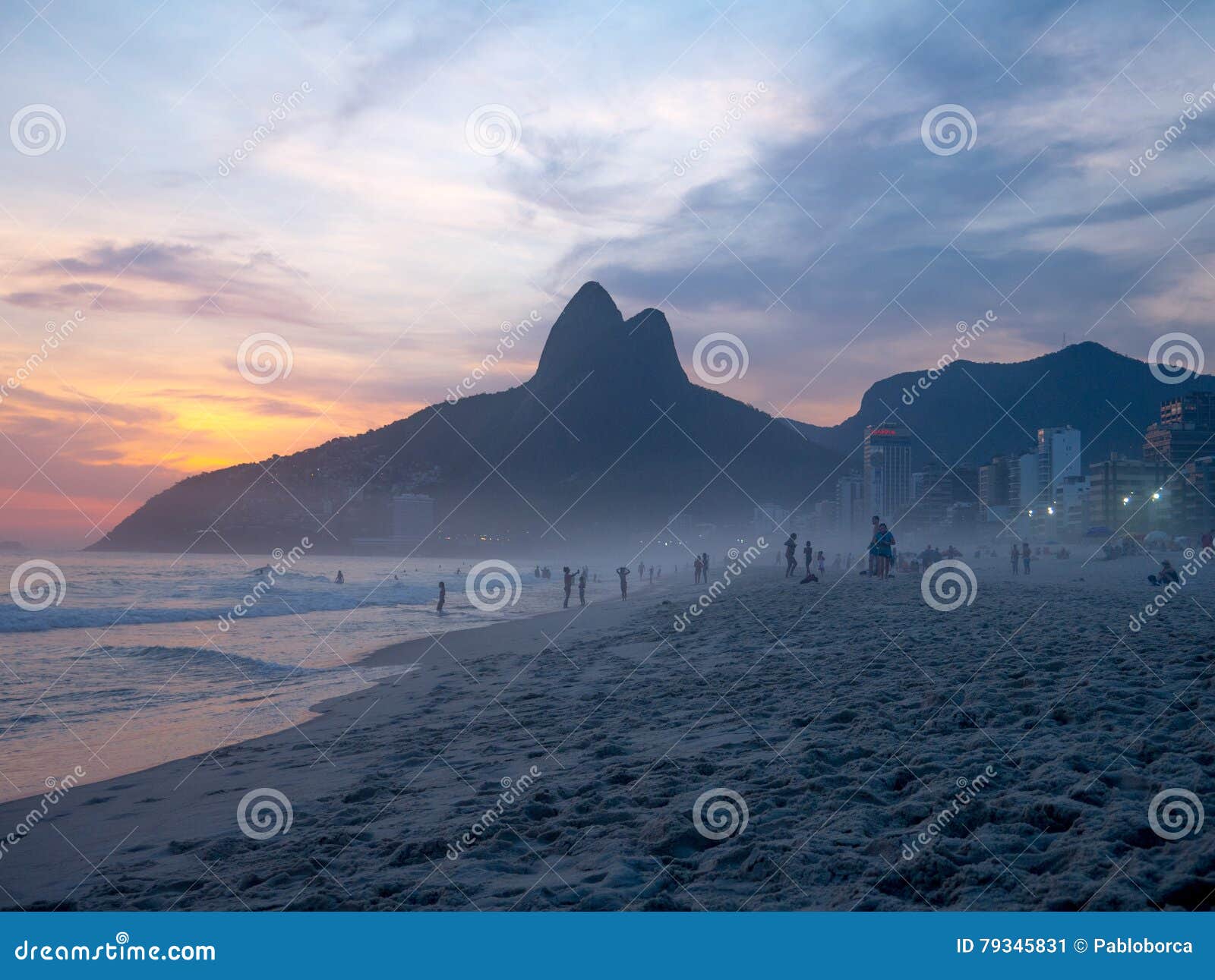 Ipanema Beach at Sunset editorial photo. Image of high - 79345831