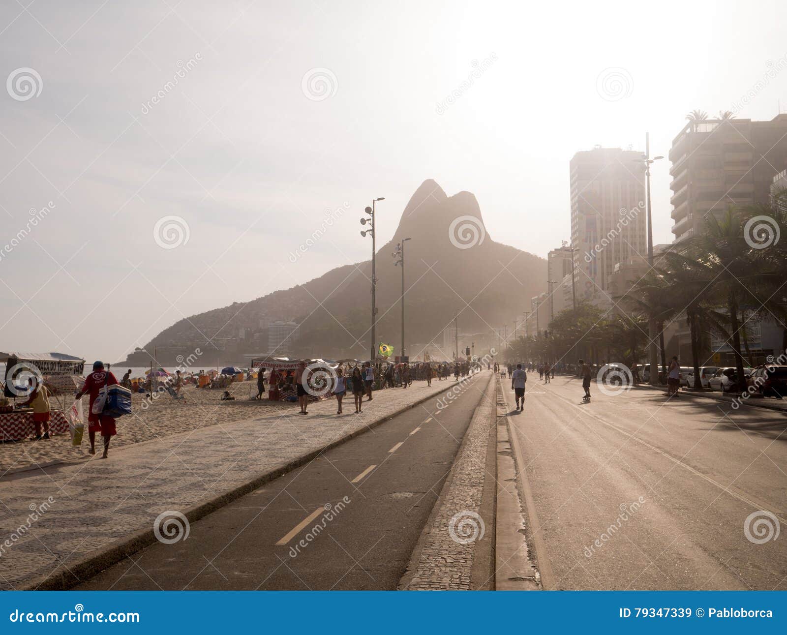 Ipanema Beach at Sunset editorial stock image. Image of brazil - 79347339
