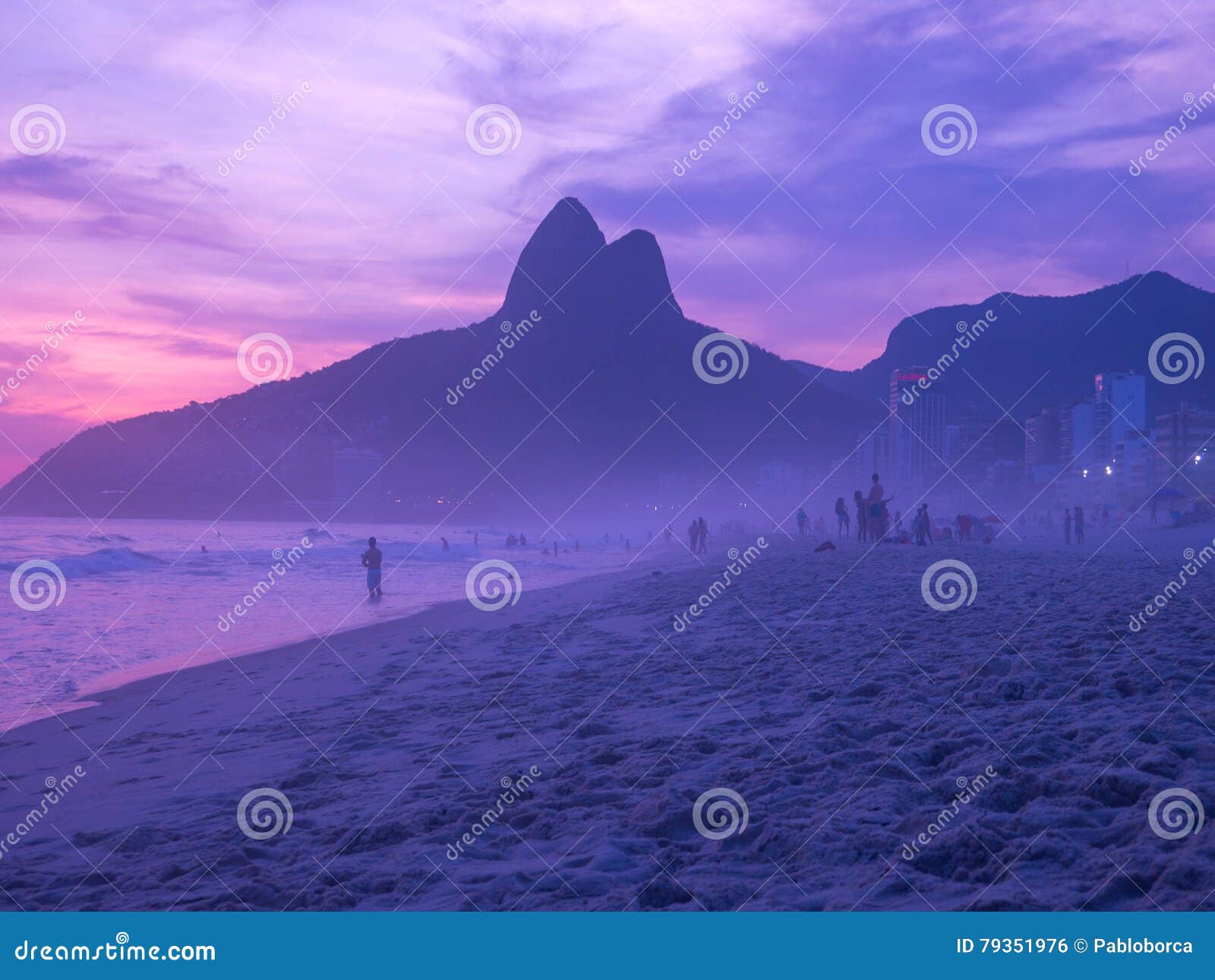 Ipanema Beach at Sunset editorial photo. Image of summer - 79351976