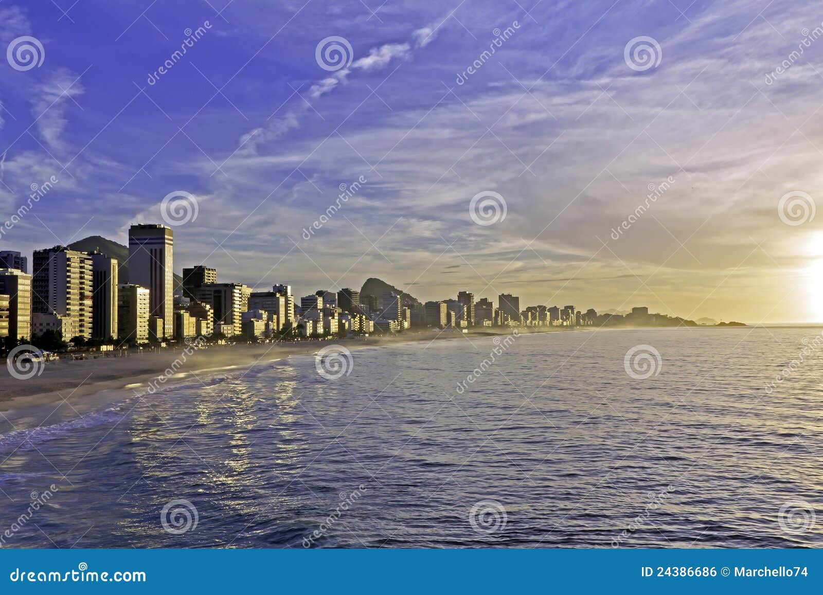 Ipanema sunrise stock photo. Image of street, beach, janeiro - 24386686