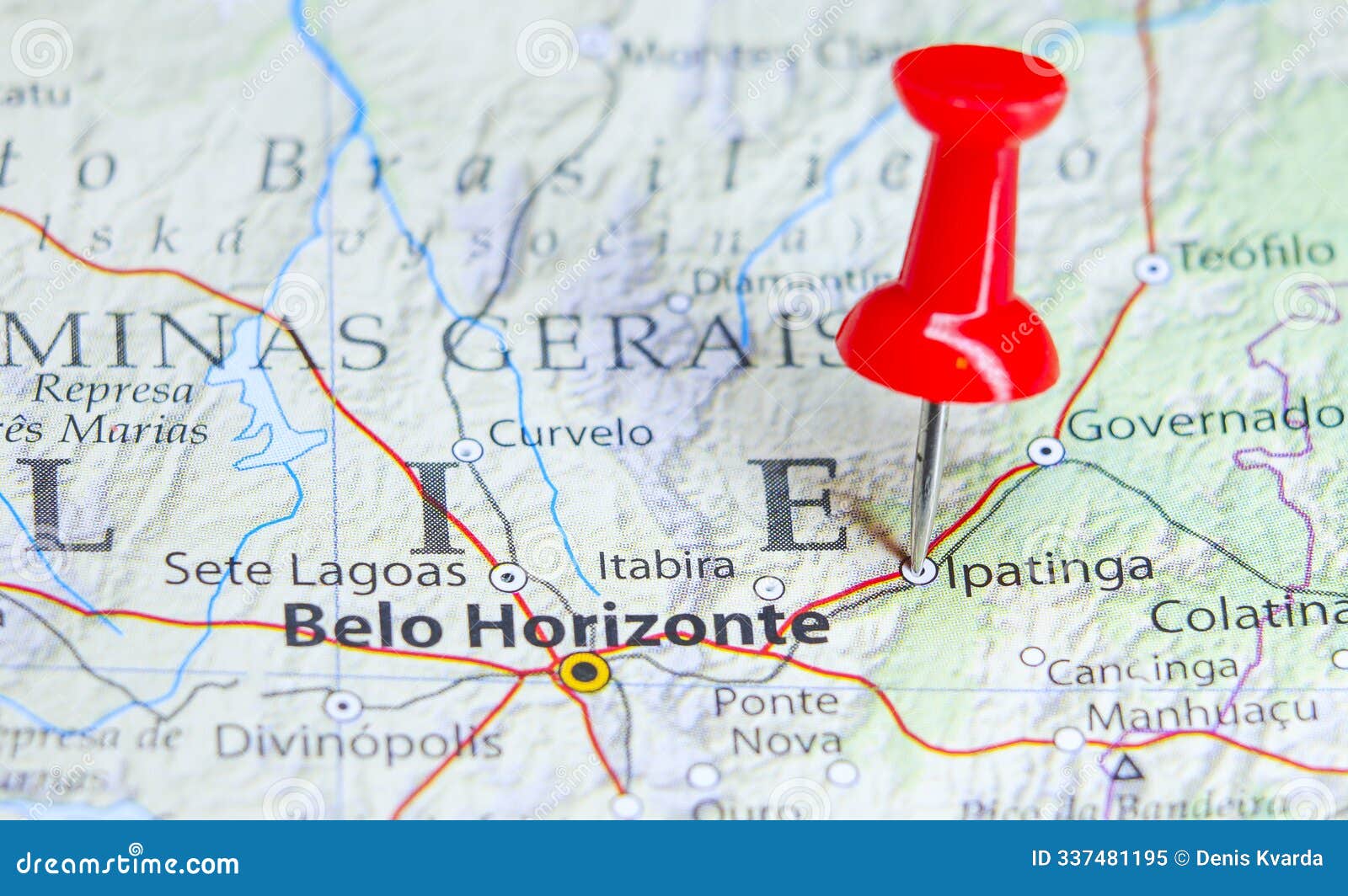 Ipatinga, Brazil Pin on Map Stock Image - Image of state, destination ...