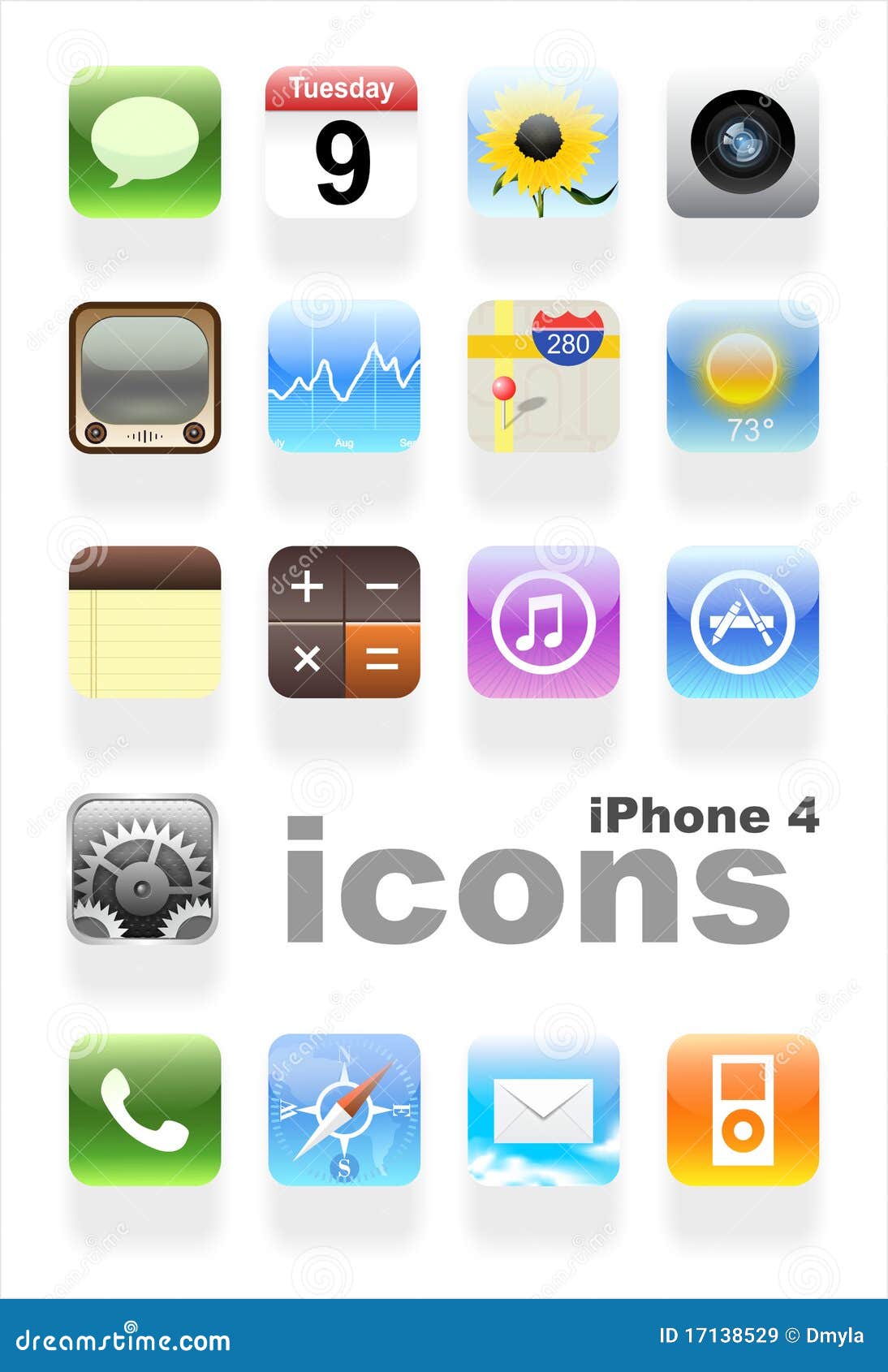 IPhone 4 pictogrammen redactionele stock afbeelding. Illustration of ...