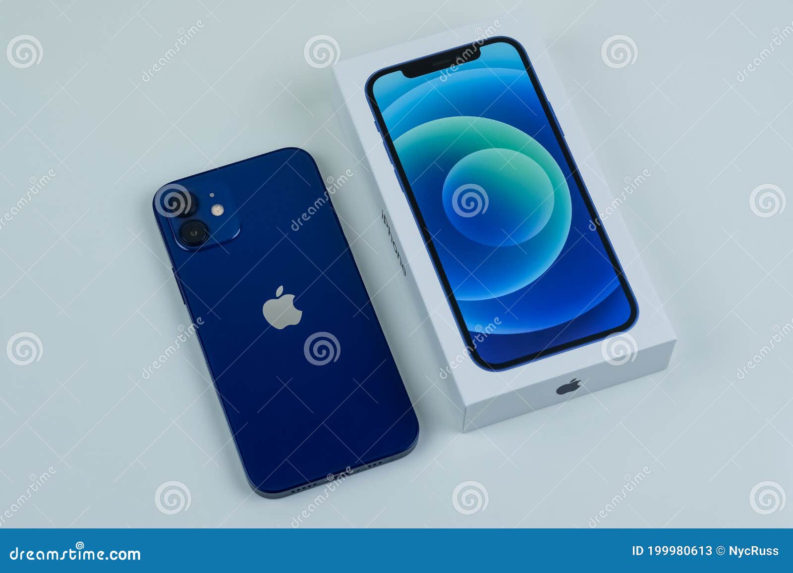 IPhone 12 in Blue Next To Its Box Editorial Stock Photo - Image of ...
