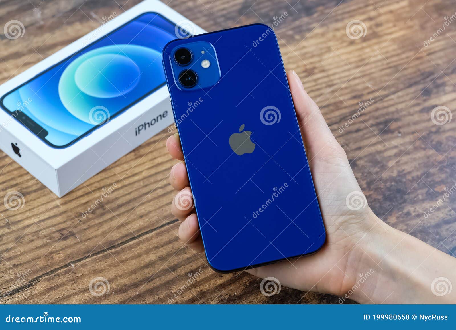 IPhone 12 in Blue Next To Its Box Editorial Image - Image of digital ...