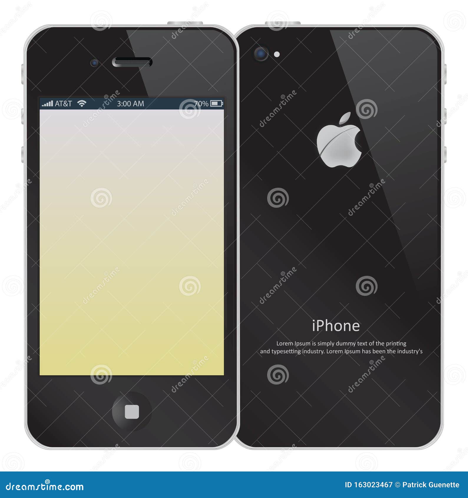 IPhone Front And Back Side Mockup On White Background Stock Image ...