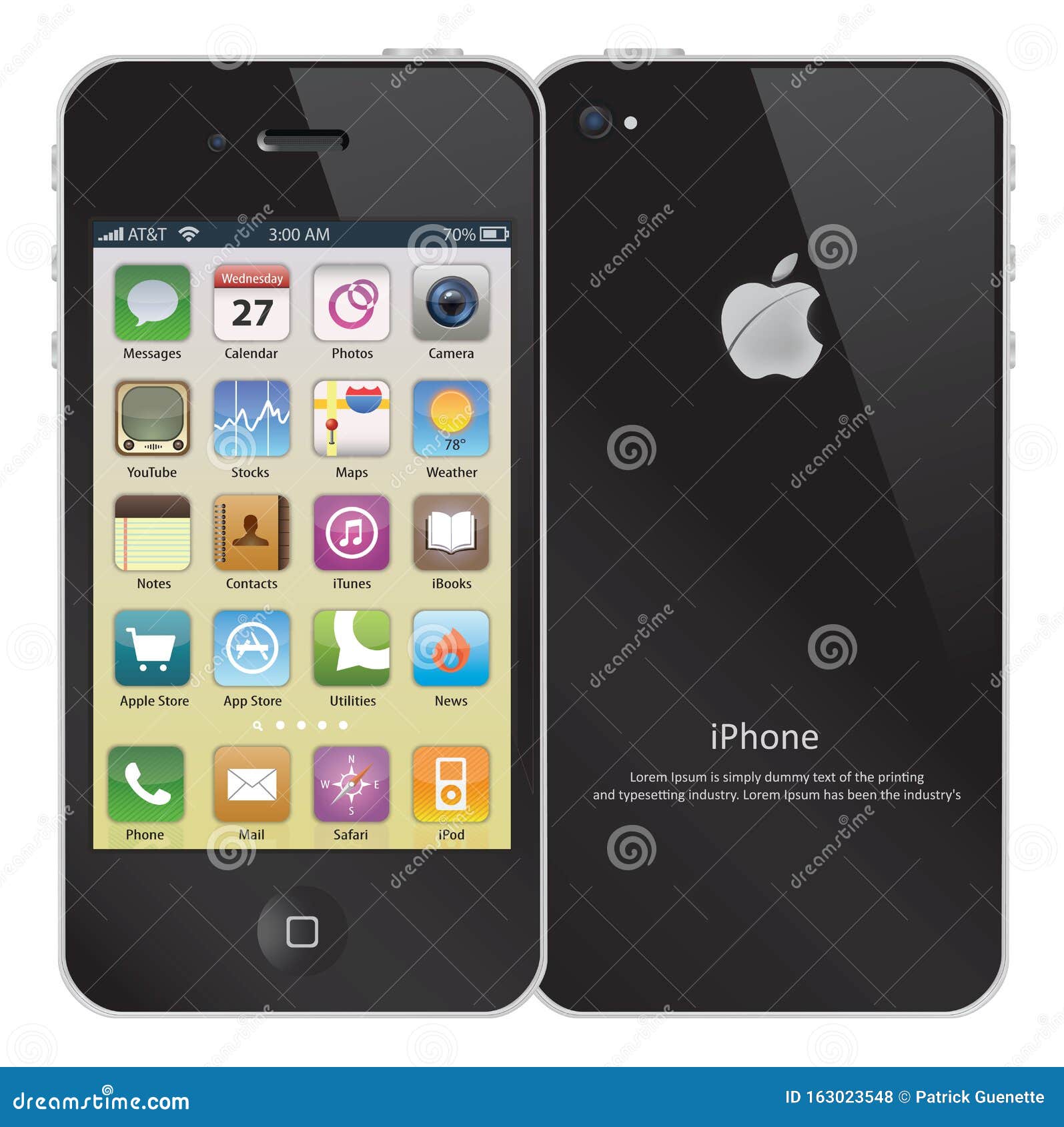 IPhone Front And Back Side Mockup On White Background Stock Image ...