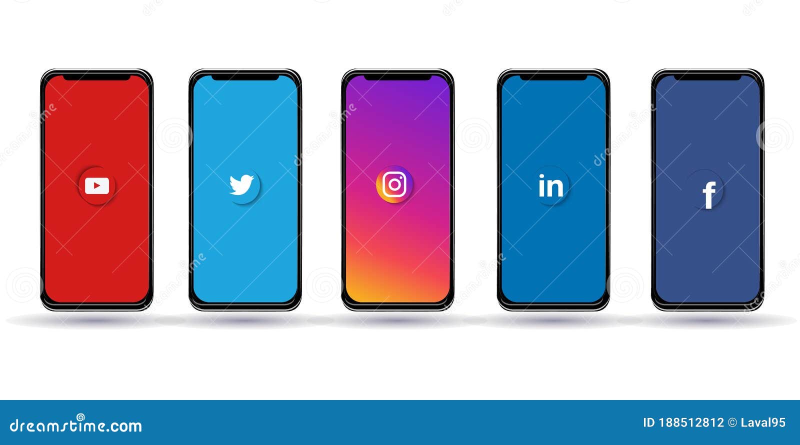 Iphone with Different Social Media, Messenger Logos: Facebook ...