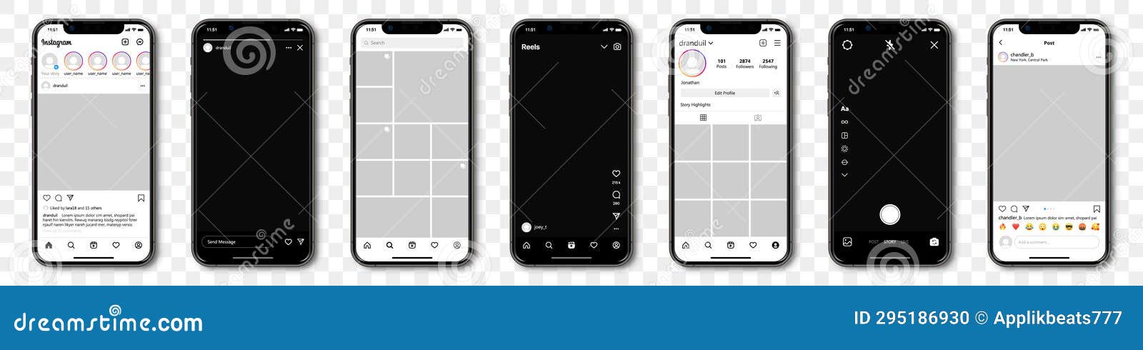 Iphone with Instagram App Mockup in Screen. Instagram Interface ...