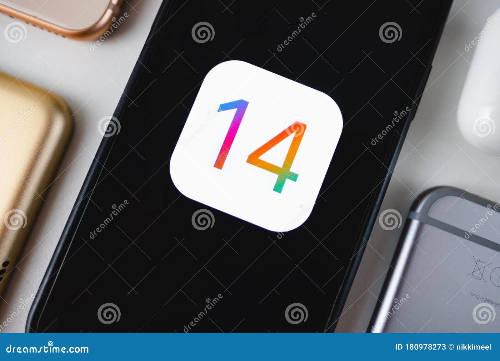 IPhone with IOS 14 Logo on the Screen. Editorial Stock Photo - Image of ...