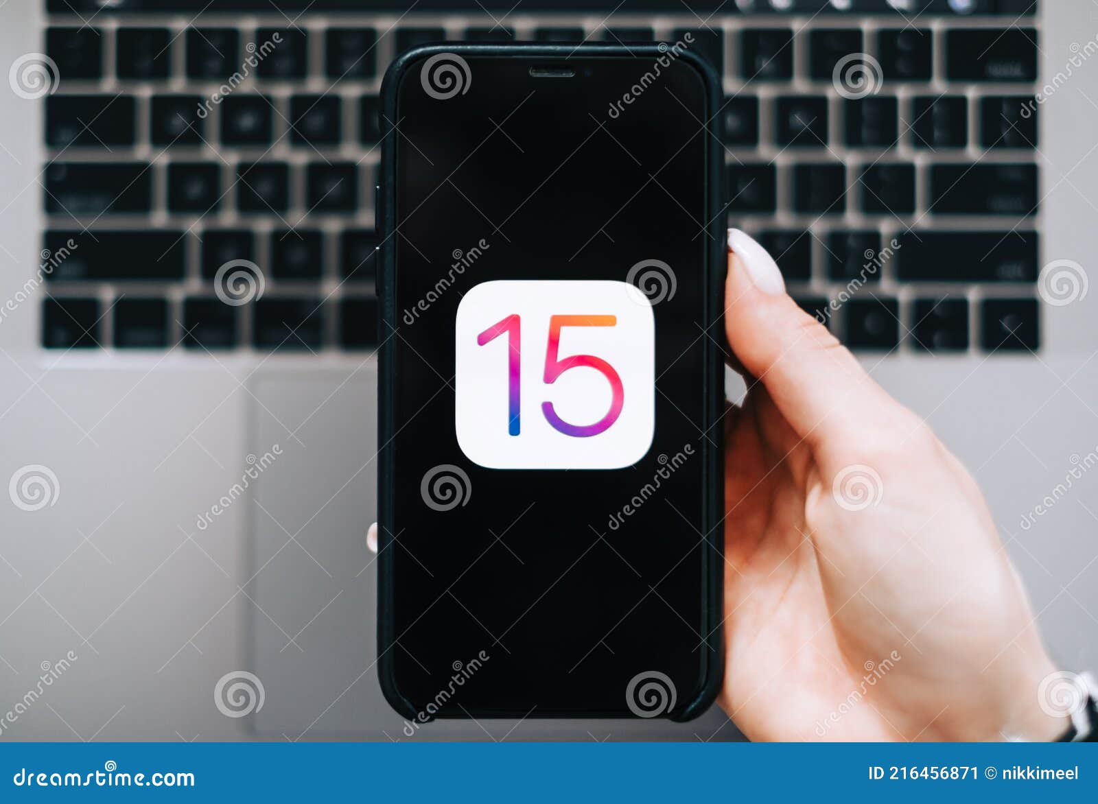 IPhone with IOS 15 Logo on the Screen Close Up, New Operating System ...
