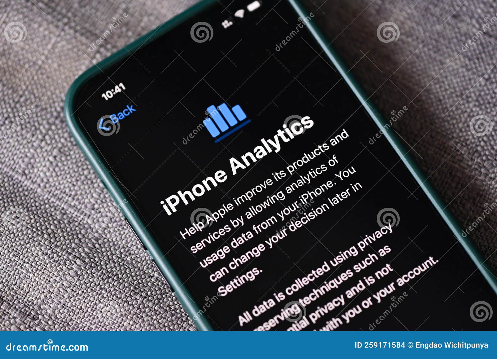 IPhone with IOS 16 Software Update Iphone Analytics on the Screen Close ...