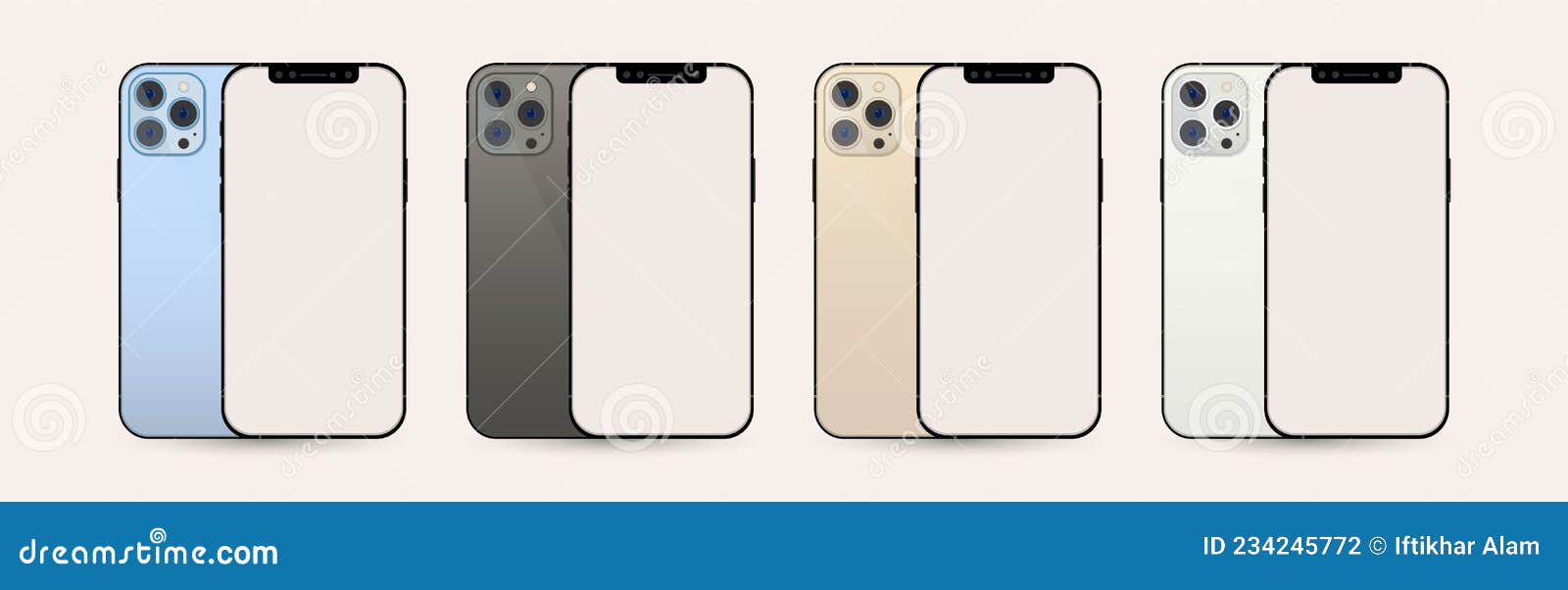 IPhone Mobile Set Vector with Colorful Frames and a Triple Camera ...