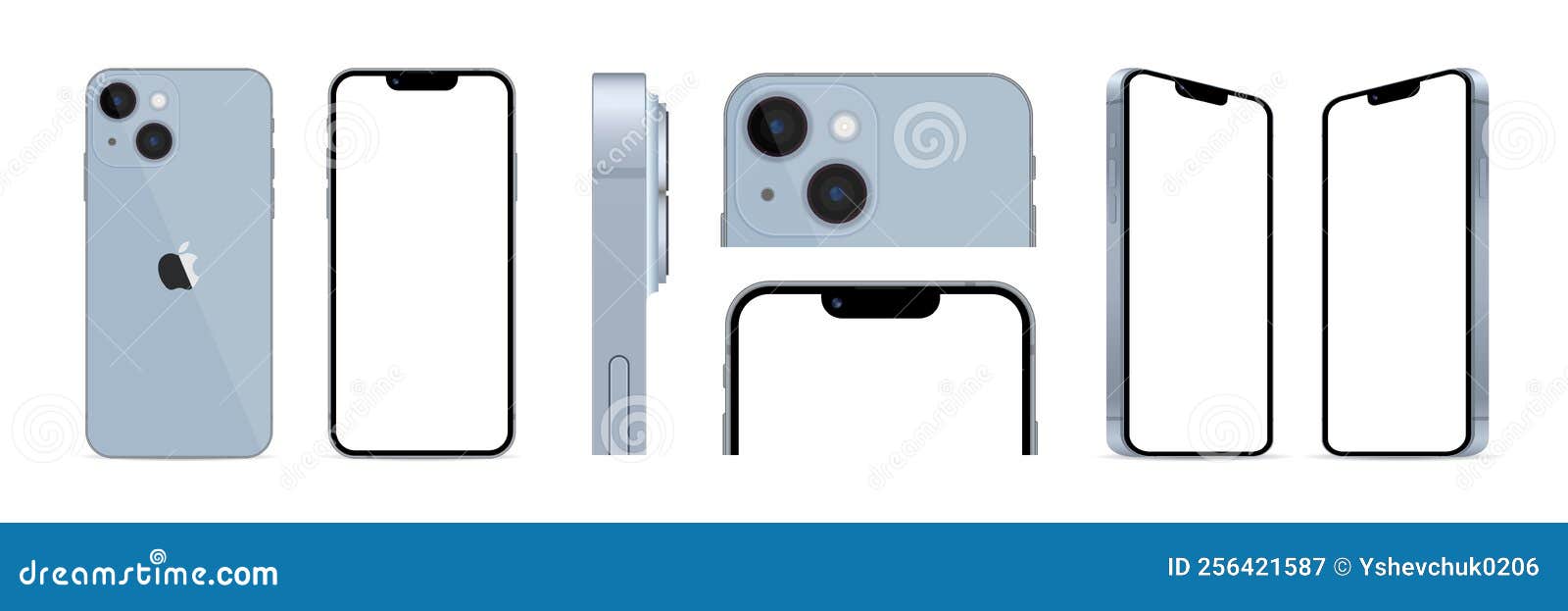 IPhone 14 and IPhone 14 Plus in Blue Color. Touch Screen. World ...