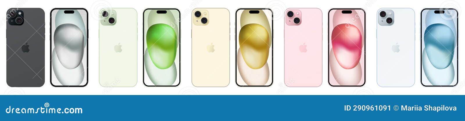 IPhone 15 Plus Phone Set in Different Colors Editorial Photo ...