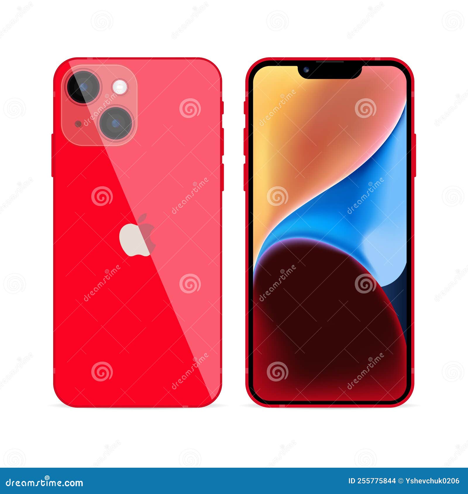 IPhone 14 and IPhone 14 Plus in Red Color. Touch Screen. World ...