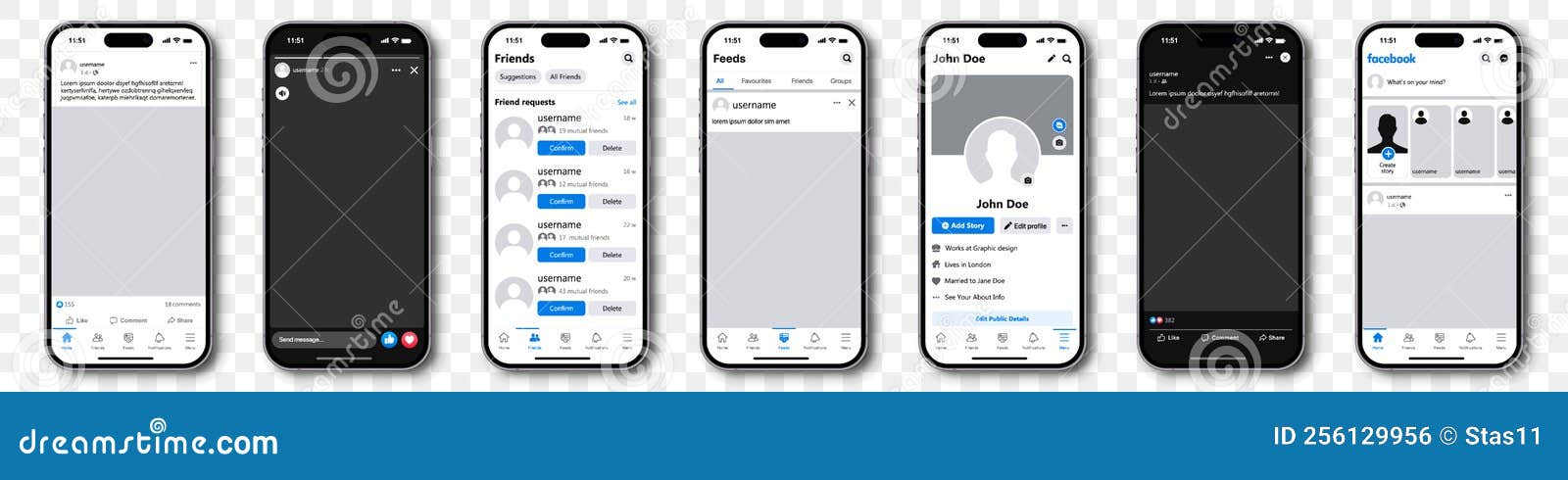 Iphone 14 Pro with Facebook App Mockup in Screen. Facebook Interface ...