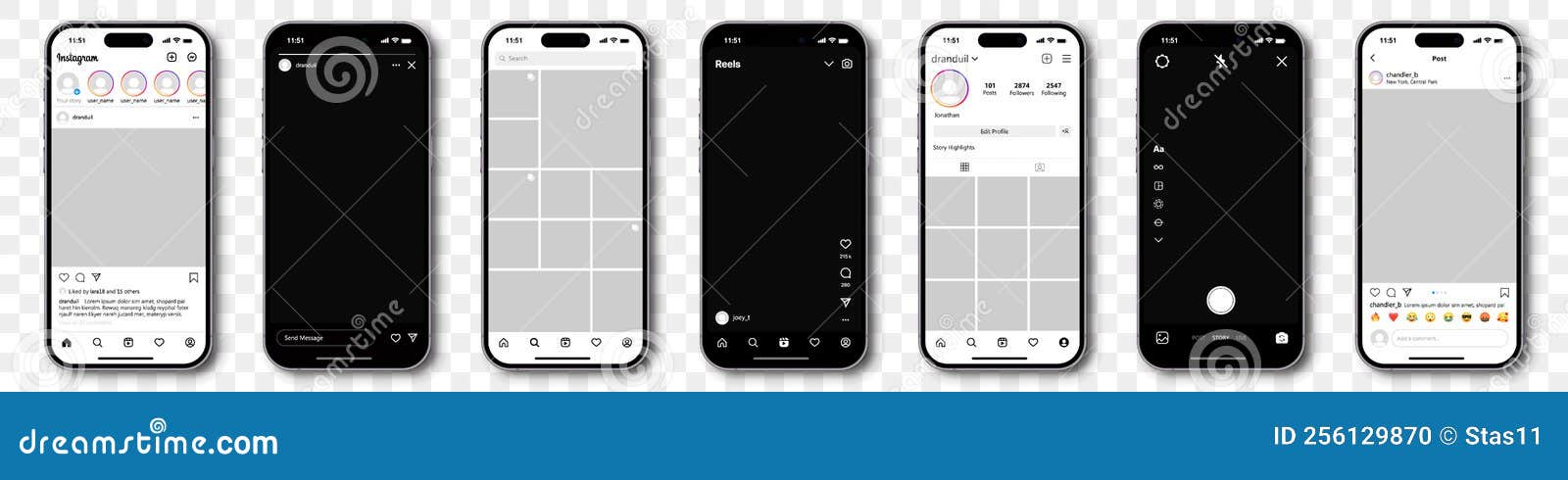 Iphone 14 Pro with Instagram App Mockup in Screen. Instagram Interface ...