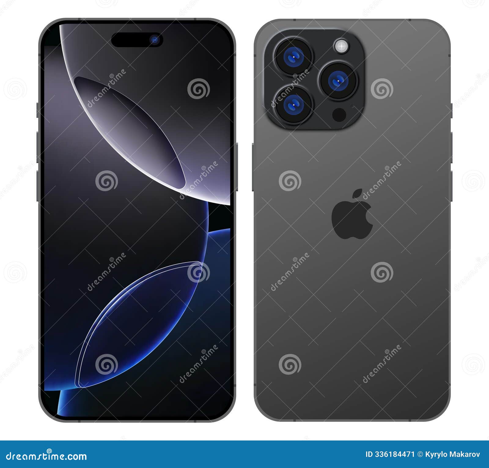 Iphone 16 Pro Max Mockup. Back and Front Side of the Phone. Deep Black ...