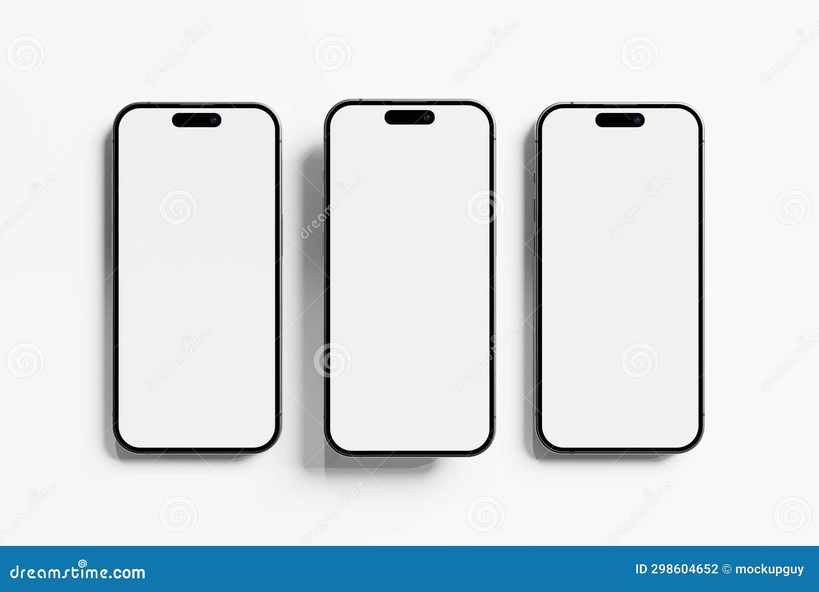 Iphone 15 and 15 Pro and 15 Pro Max White Blank 3D Rendering Mockup ...