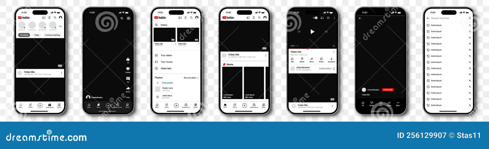 Iphone 14 Pro with Youtube App Mockup in Screen. Youtube Interface ...