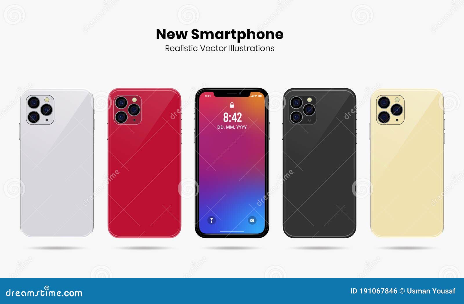 IPhone Realistic Vector Illustrations Mockup Stock Vector ...