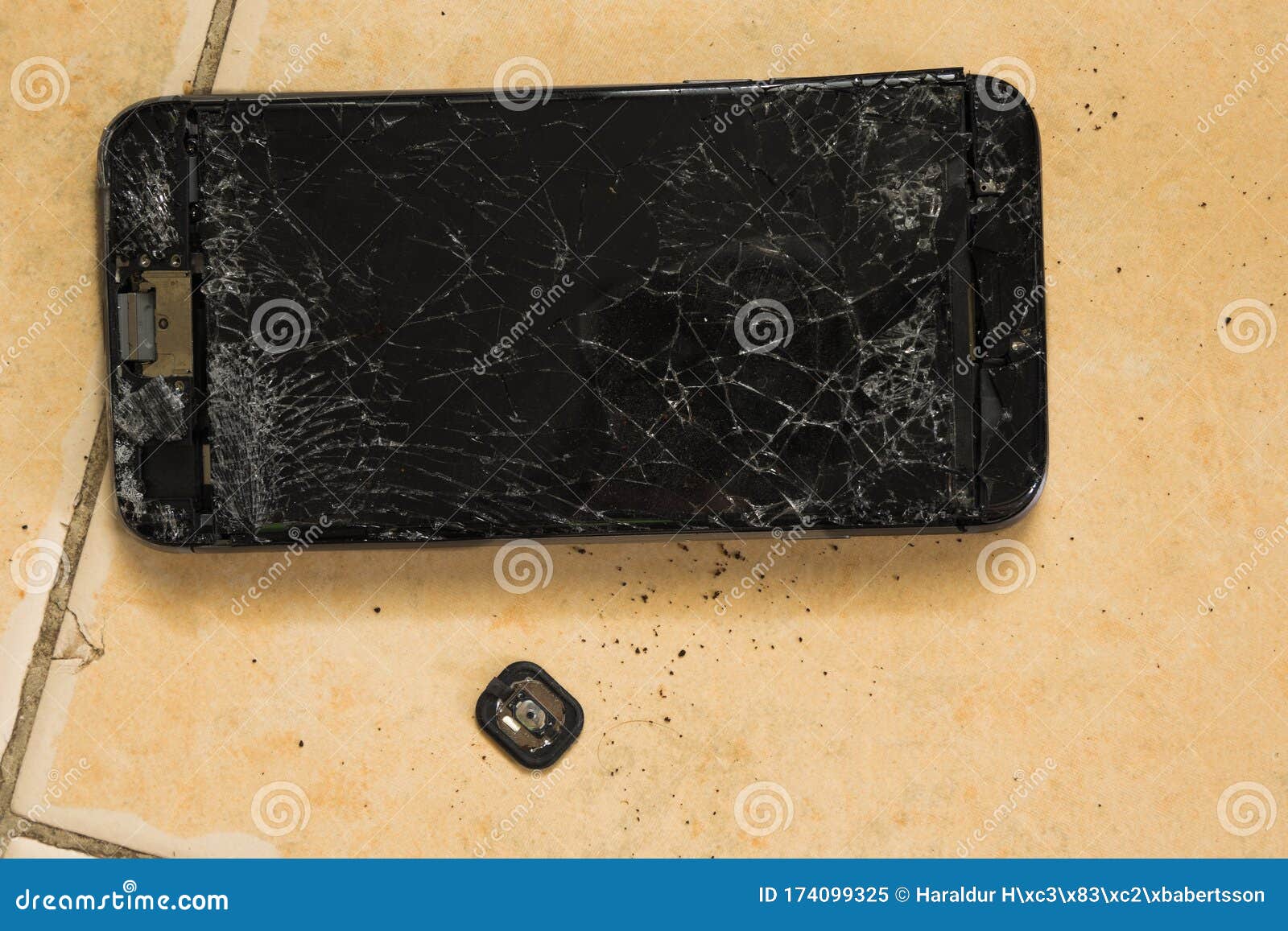SmartPhone Smashed on the Ground Stock Image - Image of iphone, bits ...